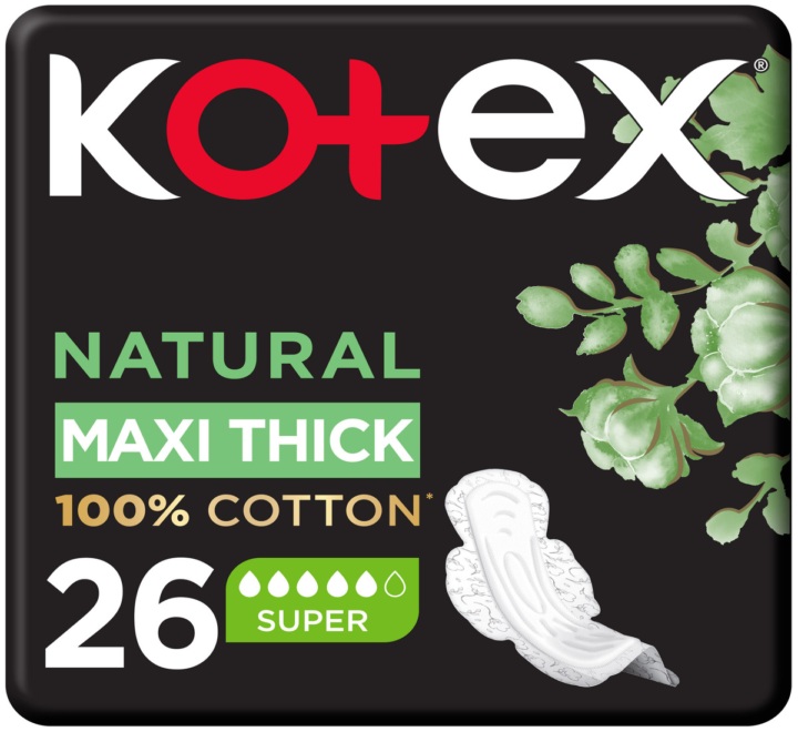 Kotex Natural Cotton Maxi Thick Super with Wings 26pcs Buy Online at ...