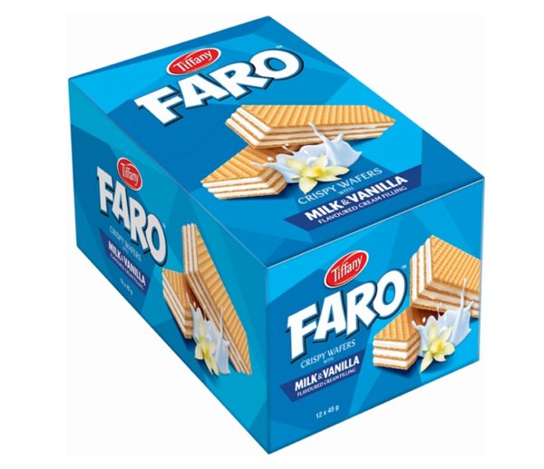 Tiffany Faro Wafer Milk & Vanila Wrapper 45gm L46 - Dukakeen.com