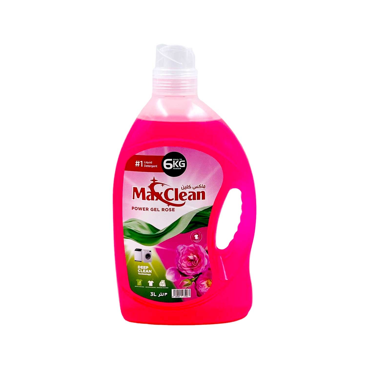 Max Clean Liquid Detergent Power Gel Rose 3L - Dukakeen.com