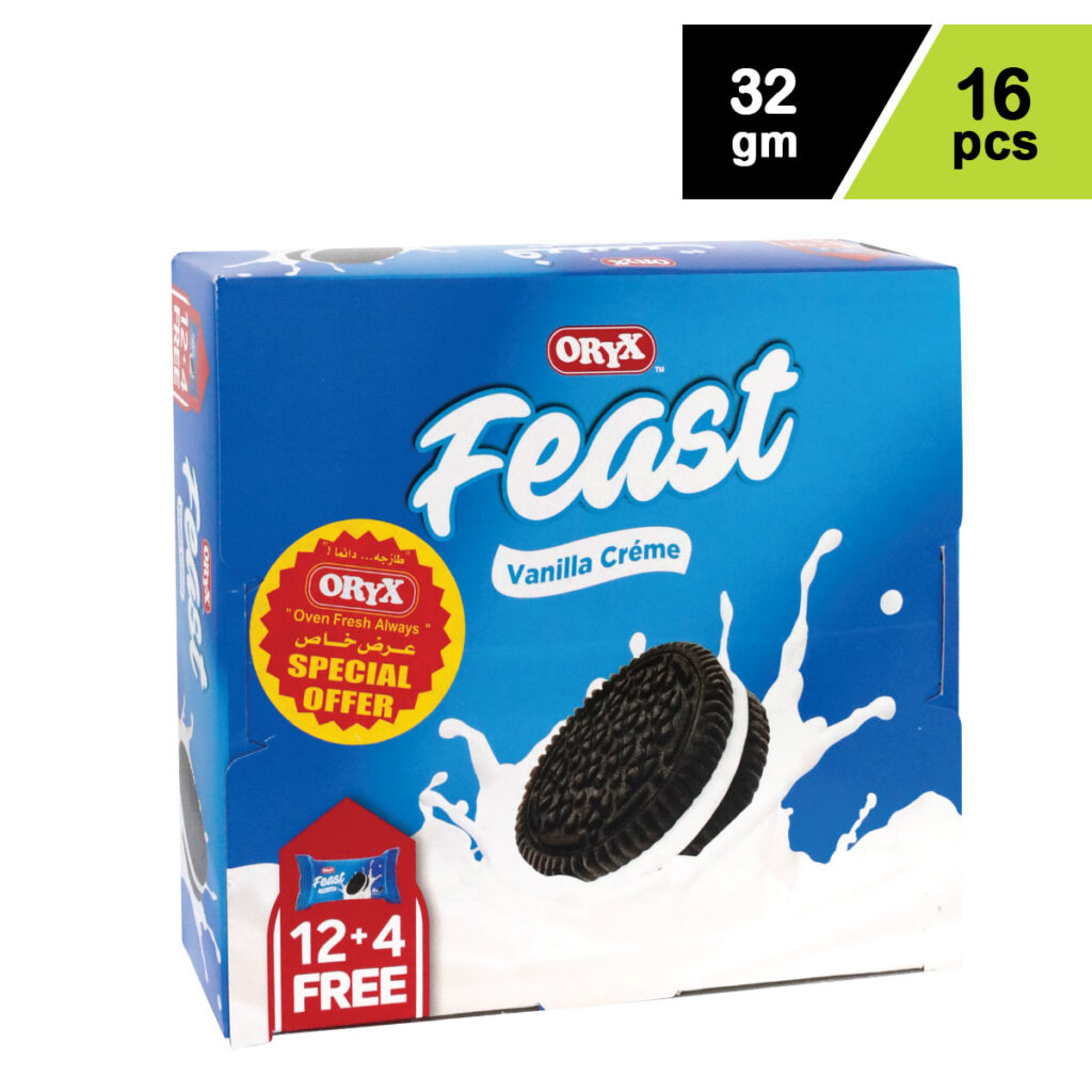 Oryx Feast Vanilla Creme Cookies 16x32g - Dukakeen.com