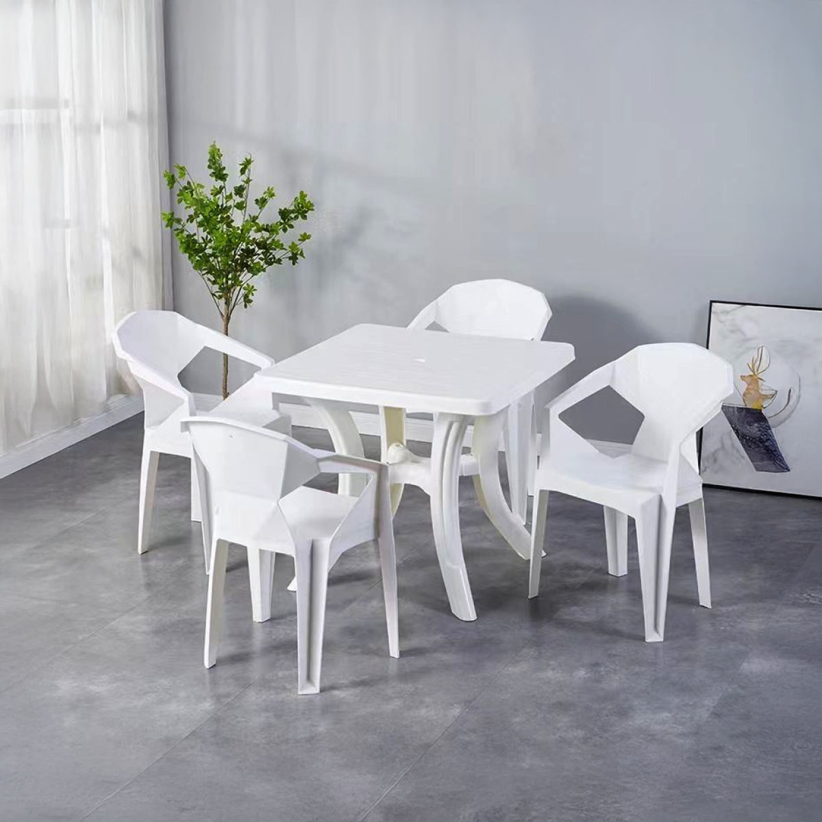 Plastic Table Set White - Dukakeen.com